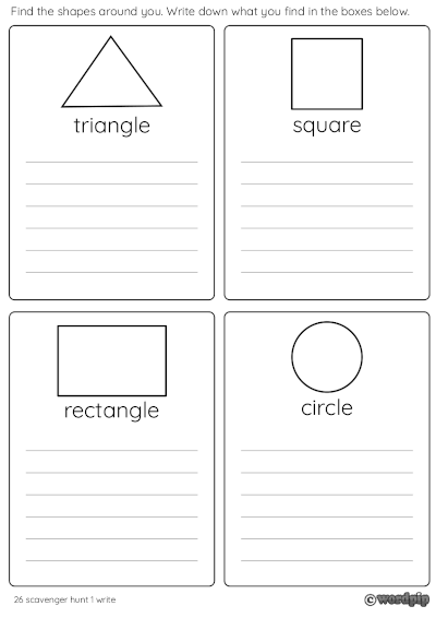 Scavenger hunt - shapes 1 - write what you find