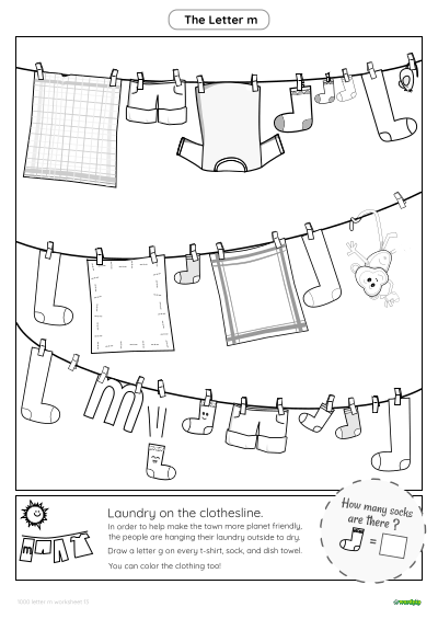 Color letter m Worksheet PDF - Find and Color All m's
