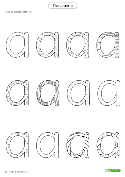 Letter a Worksheets