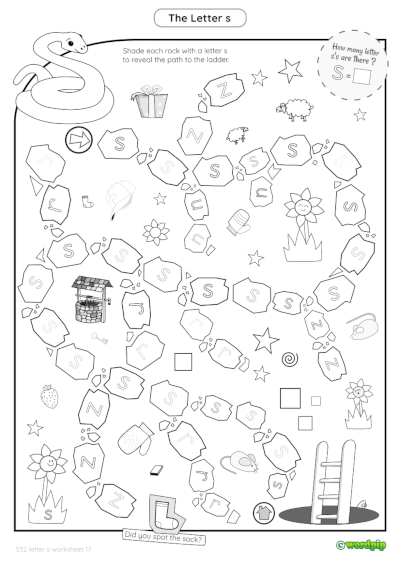 FREE Letter s Worksheet PDF - Snake Path Maze Activity