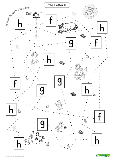 Letter h Connect Worksheet PDF - Join the h's Path