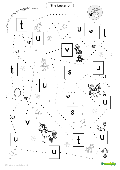 FREE Letter u Worksheet PDF - Dot-to-Dot Path Activity