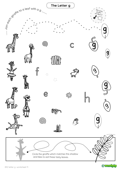 Free Letter g Racing Worksheet — Printable Letter g Activity