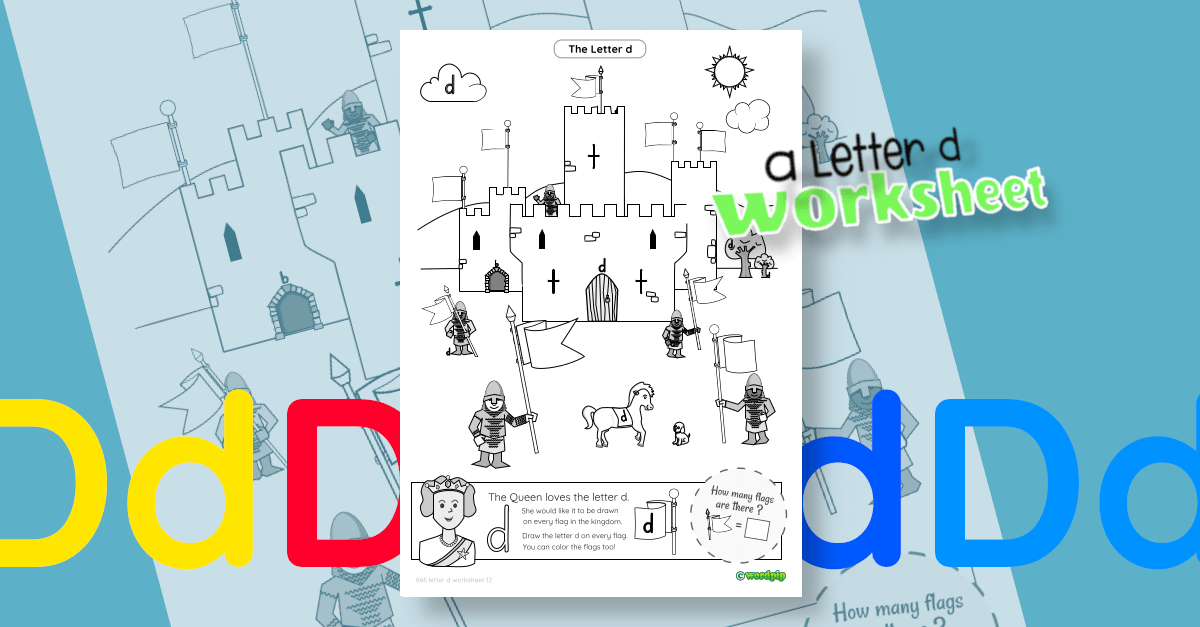 Letter d Flag Drawing Worksheet - Free Printable PDF