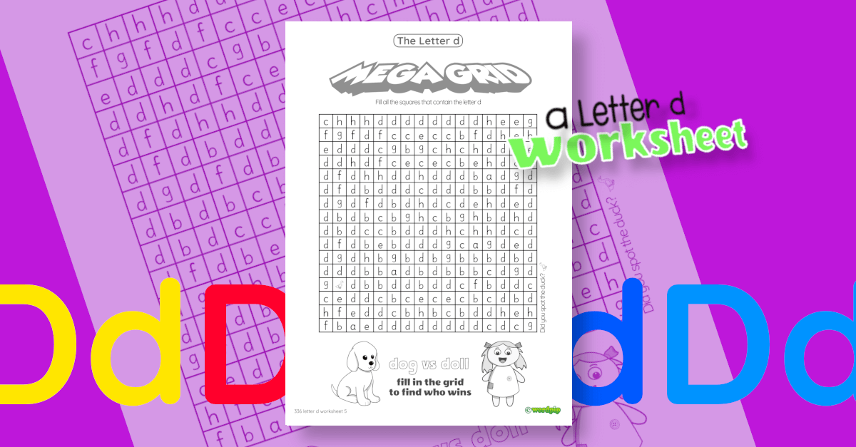 Letter D Mega Grid Worksheet - Free Printable PDF
