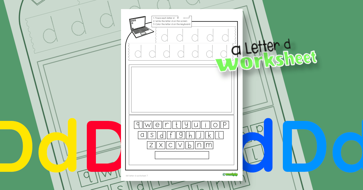 Free Letter d Keyboard Worksheet - Trace & Type Practice PDF