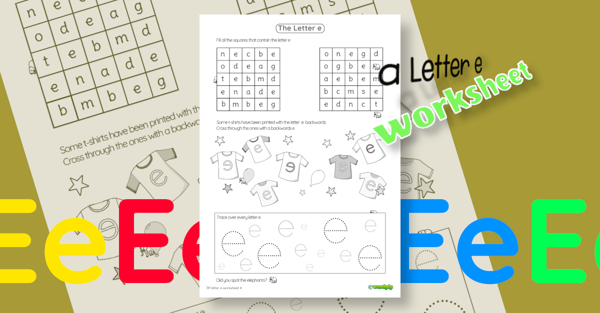 Letter e Worksheet PDF - 3 Activities for Preschool