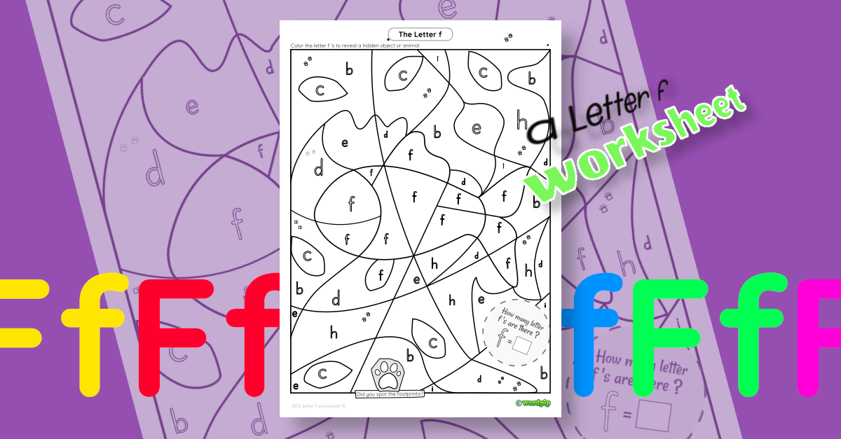 Letter f Hidden Picture Worksheet PDF - Color to Reveal