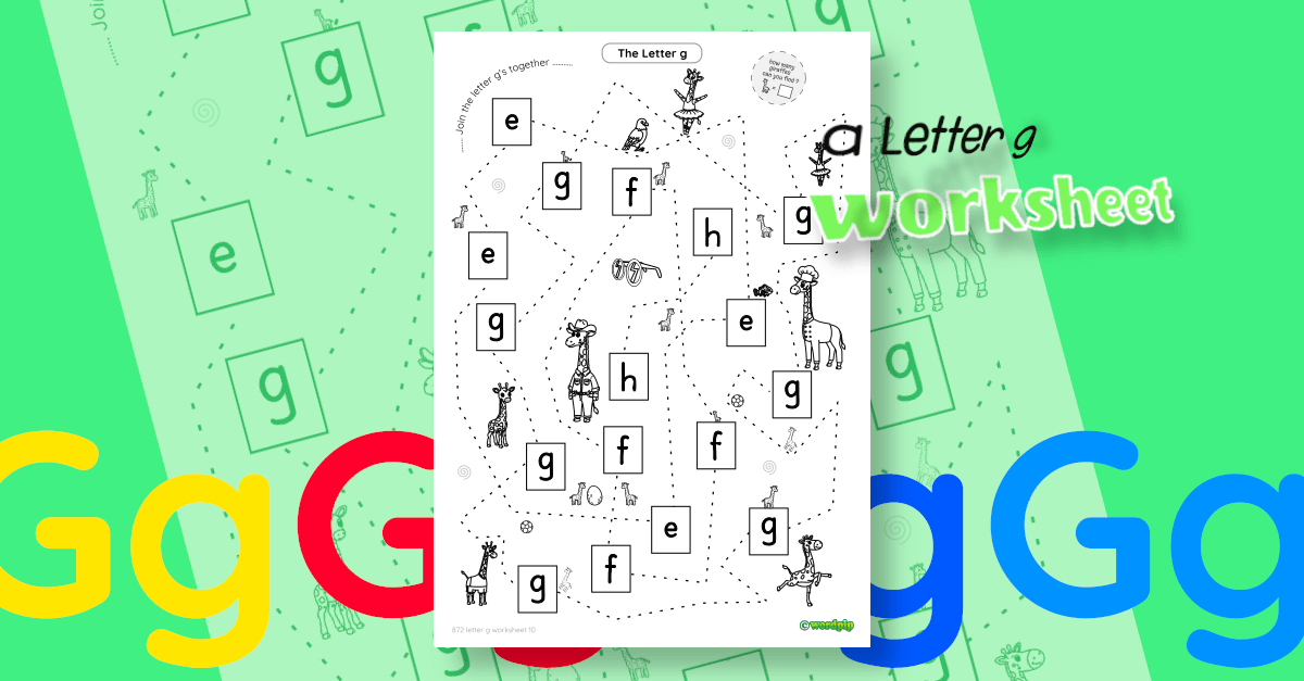 Letter g Connect Worksheet PDF - Join the g's Path