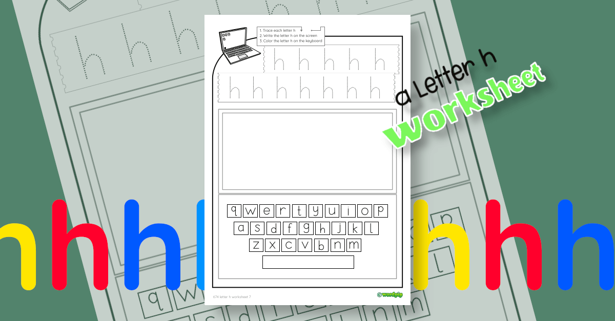 Letter h Typing & Tracing Worksheet PDF - Preschool Practice