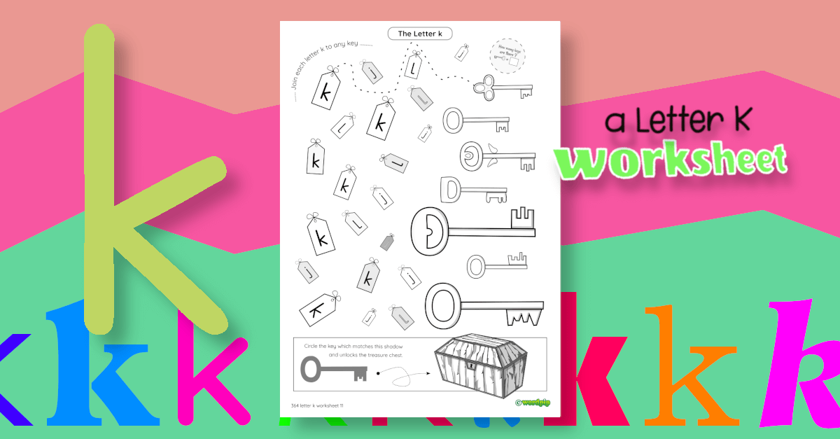 Letter k Keys Matching Worksheet PDF - Connect k Labels