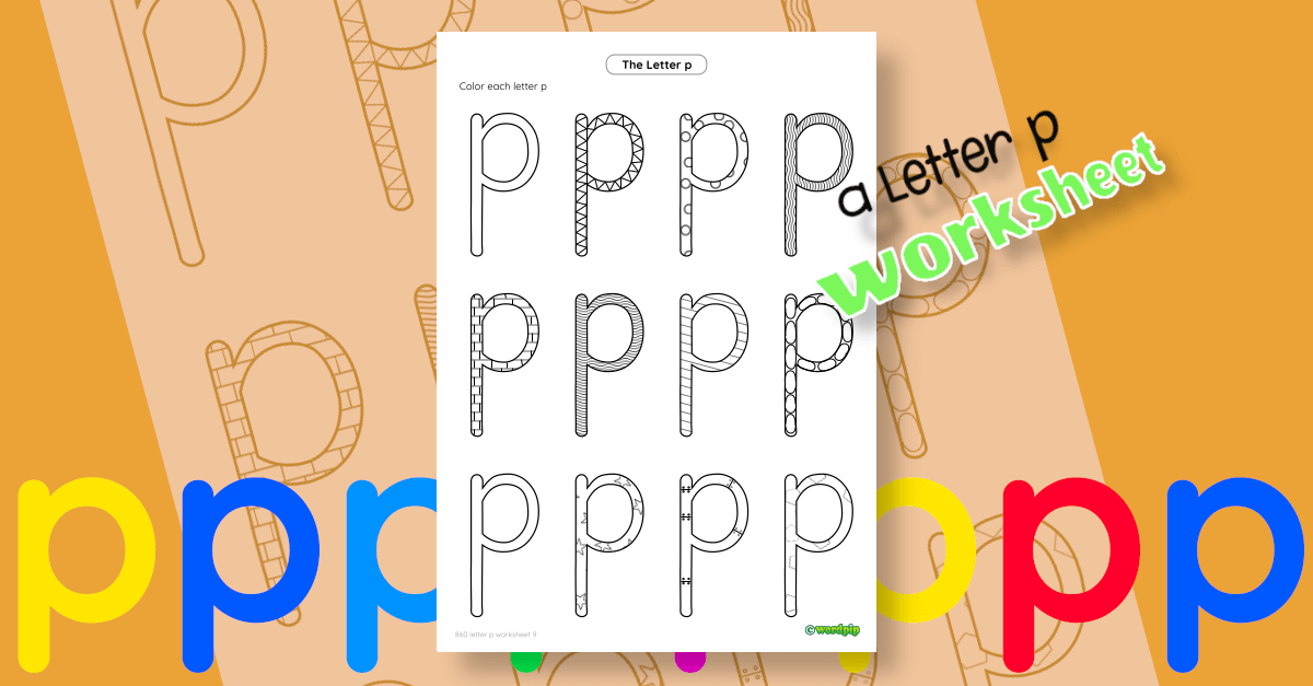 Letter p Pattern Coloring Worksheet PDF - 12 Designs
