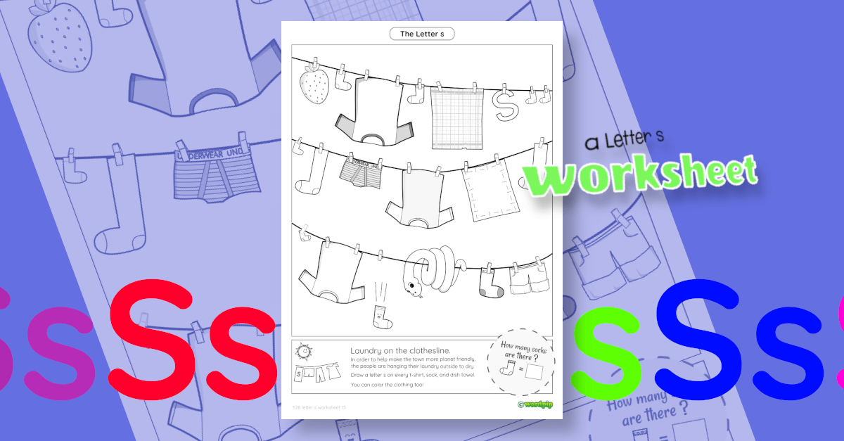 FREE Letter s Worksheet PDF - Clothesline Writing Activity