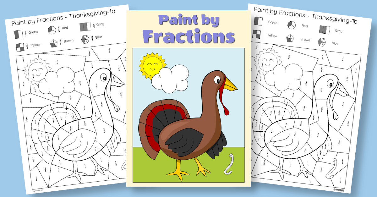 Paint By Fractions - Thanksgiving - Turkey