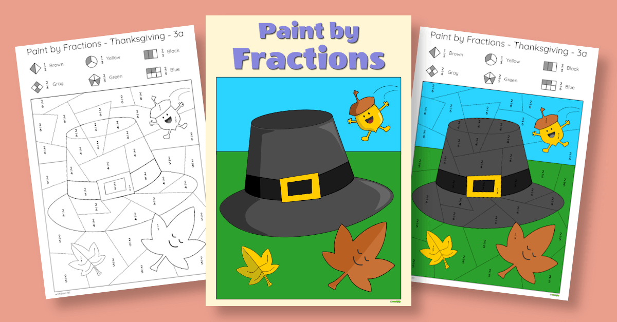 Paint By Fractions - Thanksgiving - Pilgrim Hat