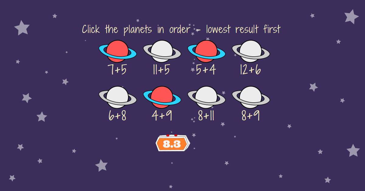 Planets - Addition Up To 20