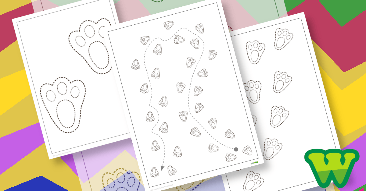 Free Bunny Footprint Tracing Worksheets — 4 Printable PDF Designs