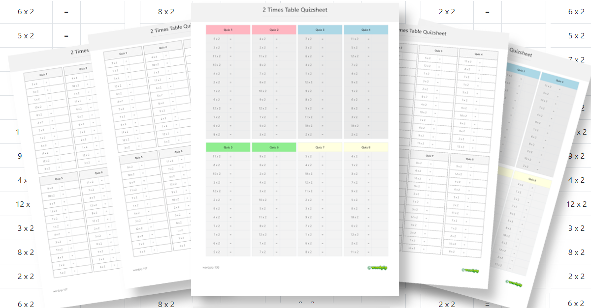 2 Times Table Quiz Sheet